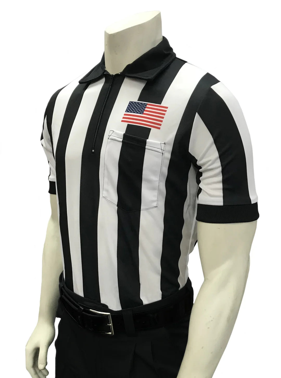 Smitty 2" Stripe Body Flex Football Referee Shirt w/ Flag USA117-607 | Gerry Davis Sports