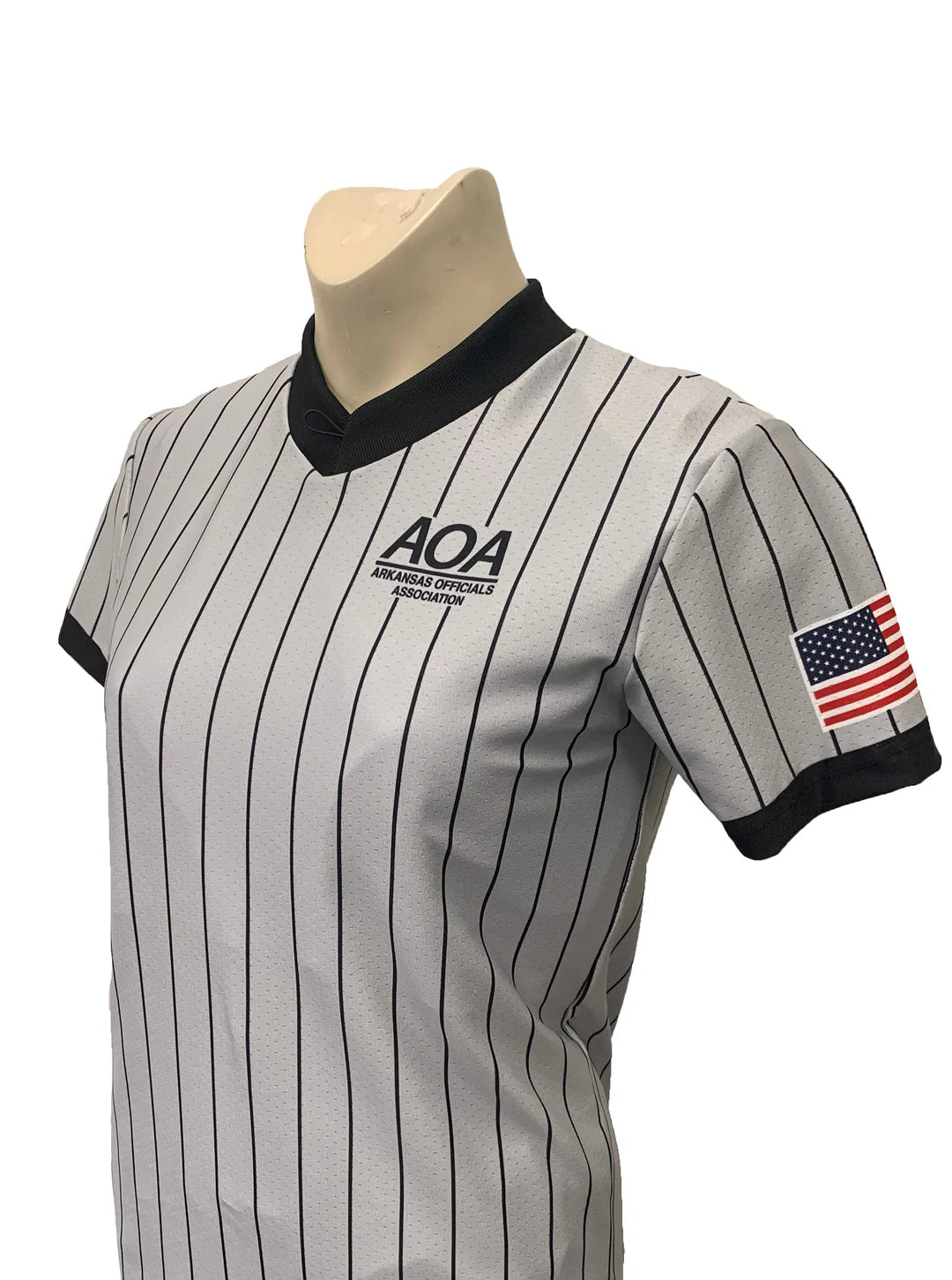 Arkansas (AOA) Smitty Women's Body Flex Gray Pinstripe Referee Shirt ...